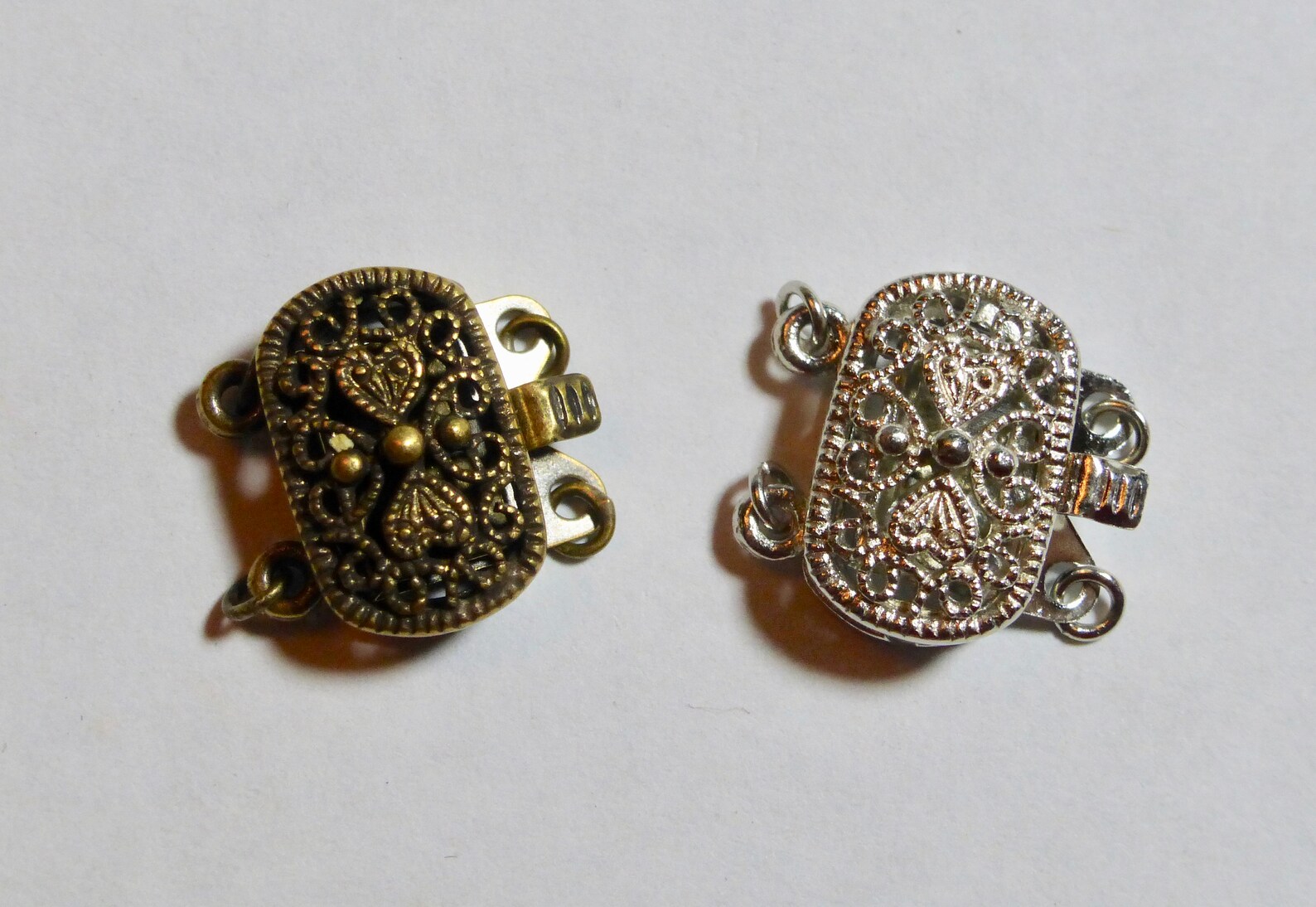 2 Strand Ornate Box Clasp in Antique Silver or Antique Brass - Etsy