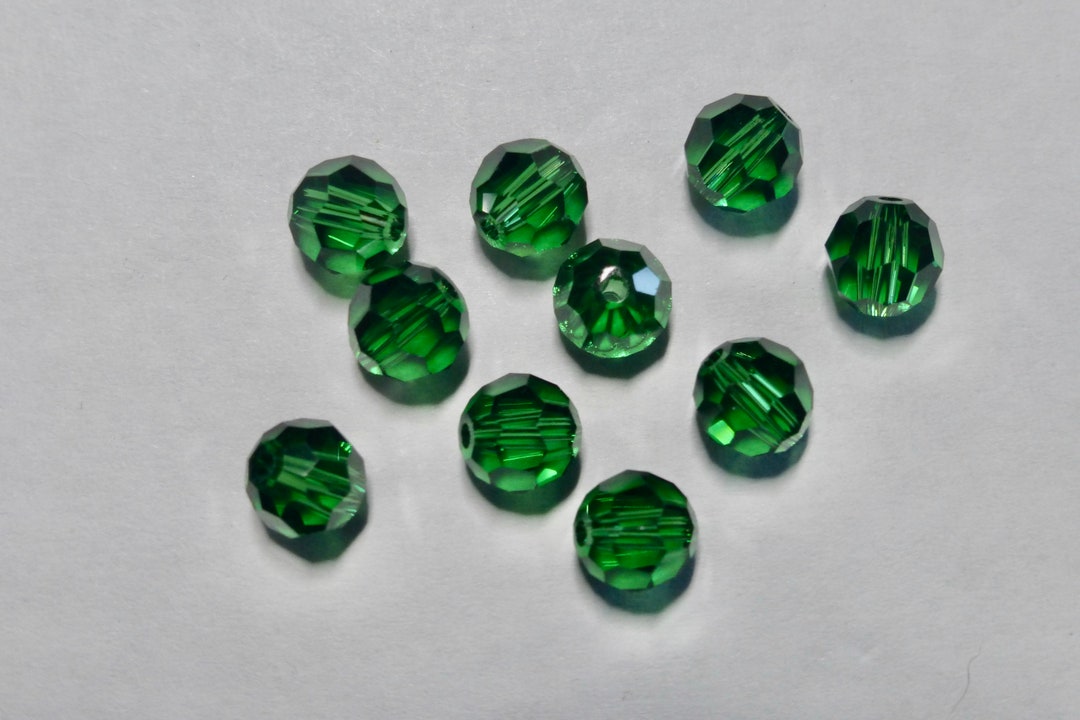 6mm Swarovski Dark Moss Green Faceted Round Crystal Beads 10 - Etsy