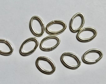 10 Sterling Silver Oval Jump Rings Open or Closed, 925 Silver Oval Jump ...