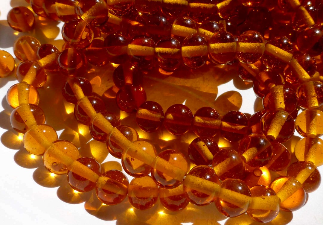 Vintage Japanese Dark Topaz Translucent 10mm Smooth Round Czech Glass ...