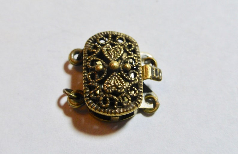2 Strand Ornate Box Clasp in Antique Silver or Antique Brass - Etsy