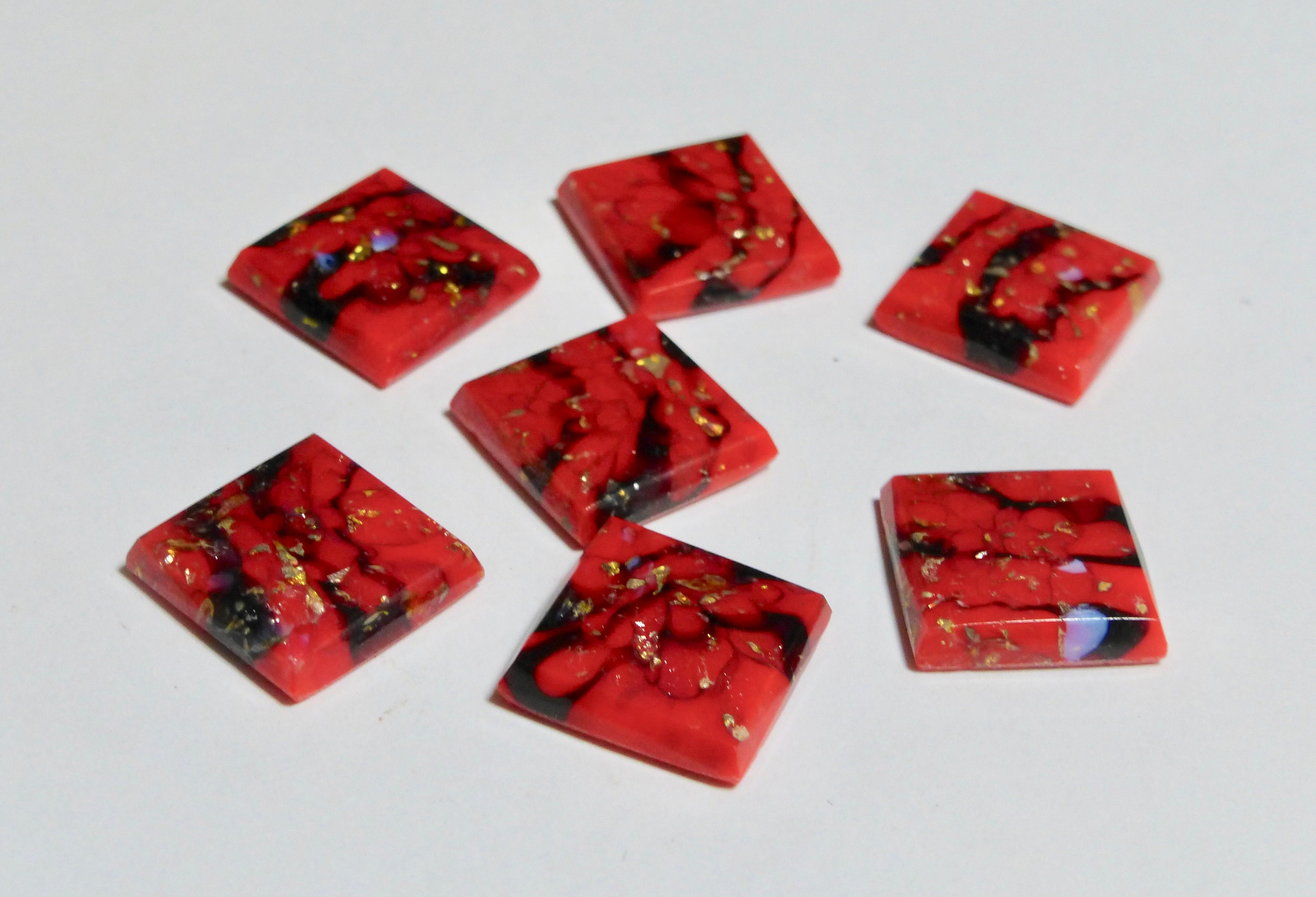 Vintage Japanese 15mm Flat Square Glass Tiles Opaque Red | Etsy