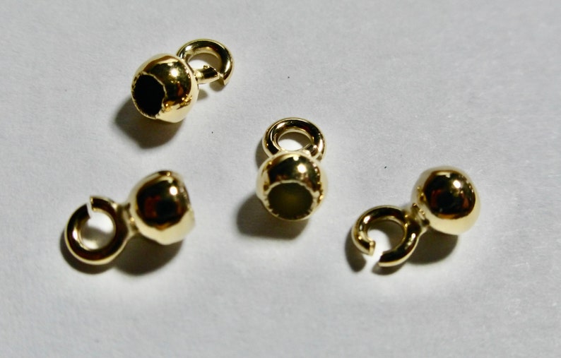 4mm Gold Plated Bell End Cap With Open Ring (2) - Etsy
