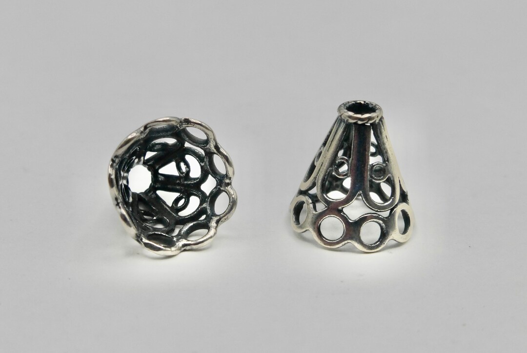 Vintage Silver Plated Filigree Cone Shape Bead Caps 12mm 2 - Etsy