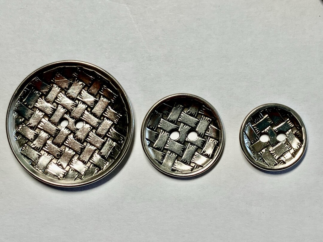 Vintage Round Basket Weave Button Mix - Assorted Sizes 15mm-28mm (14 ...