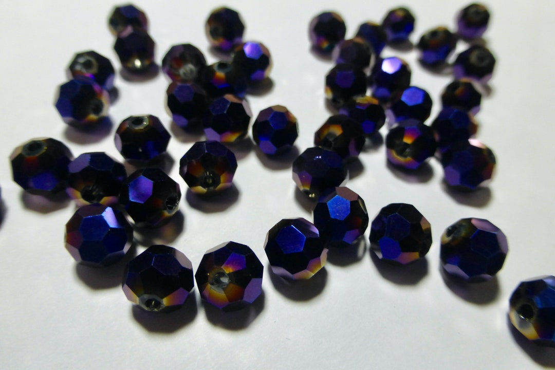 4mm-8mm Opaque Purple Iris Faceted Crystal Round Beads (25) - Etsy
