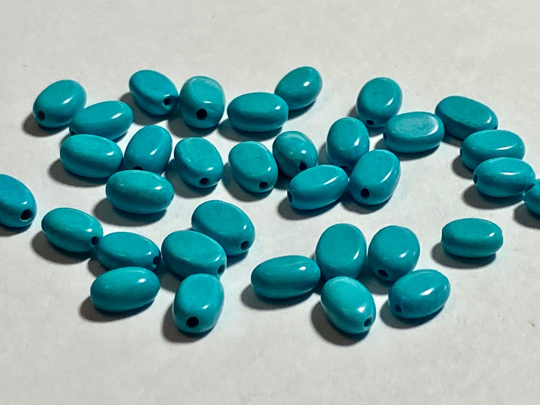 Vintage Opaque Turquoise Oval Puffy Flat Glass Beads 6x4mm 22 - Etsy