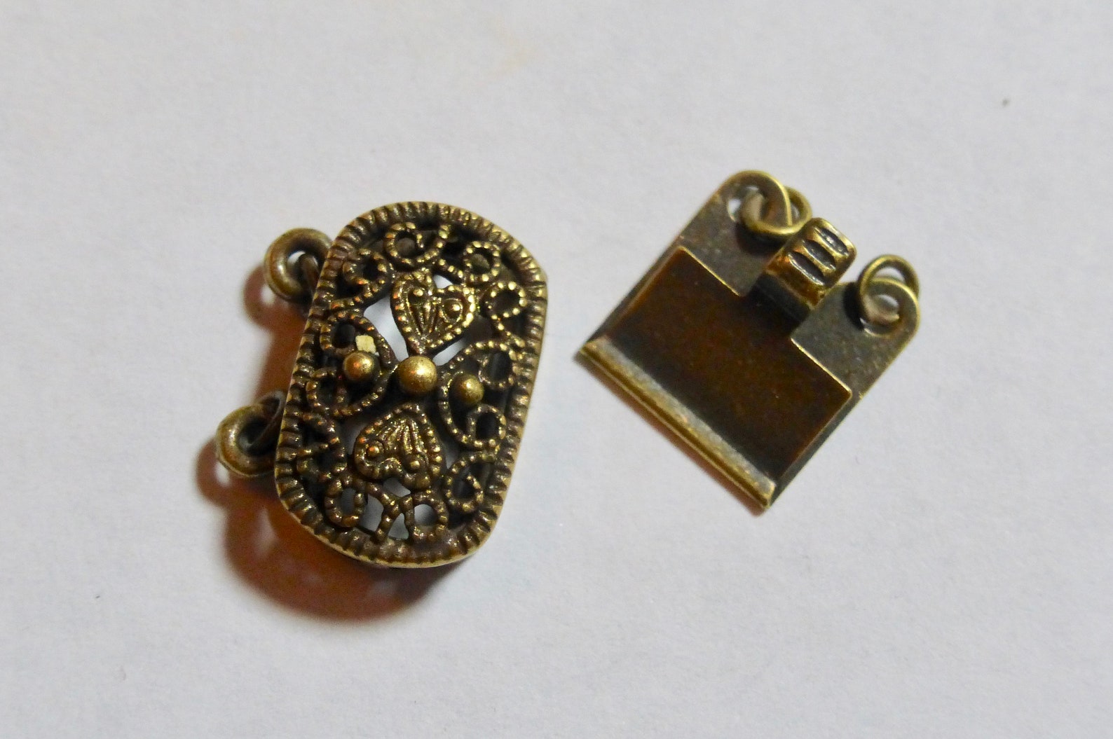 2 Strand Ornate Box Clasp in Antique Silver or Antique Brass - Etsy