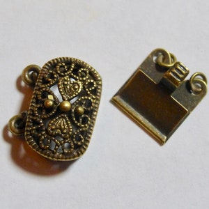 2 Strand Ornate Box Clasp in Antique Silver, Antique Brass or Gold ...