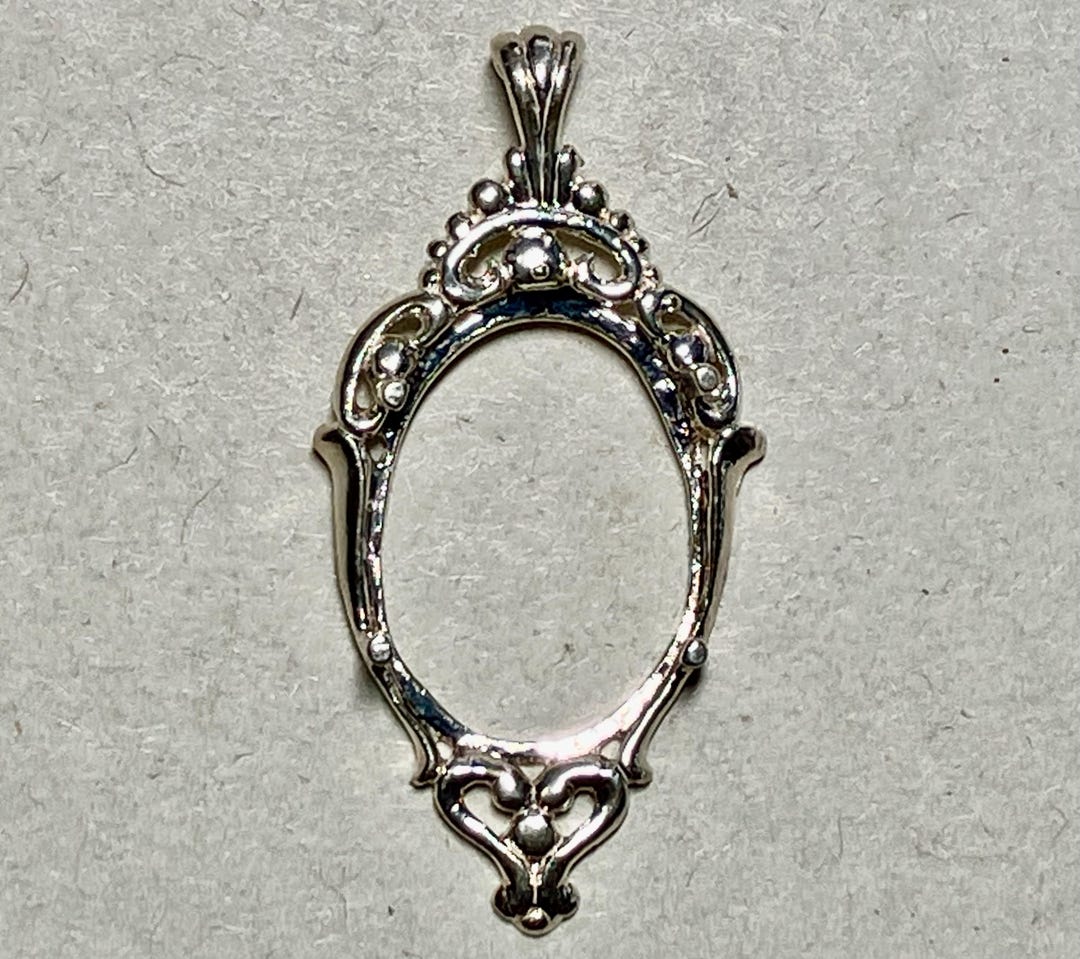 Sterling Silver Oval Frame Cabochon 4 Prong Bezel Setting Finding ...