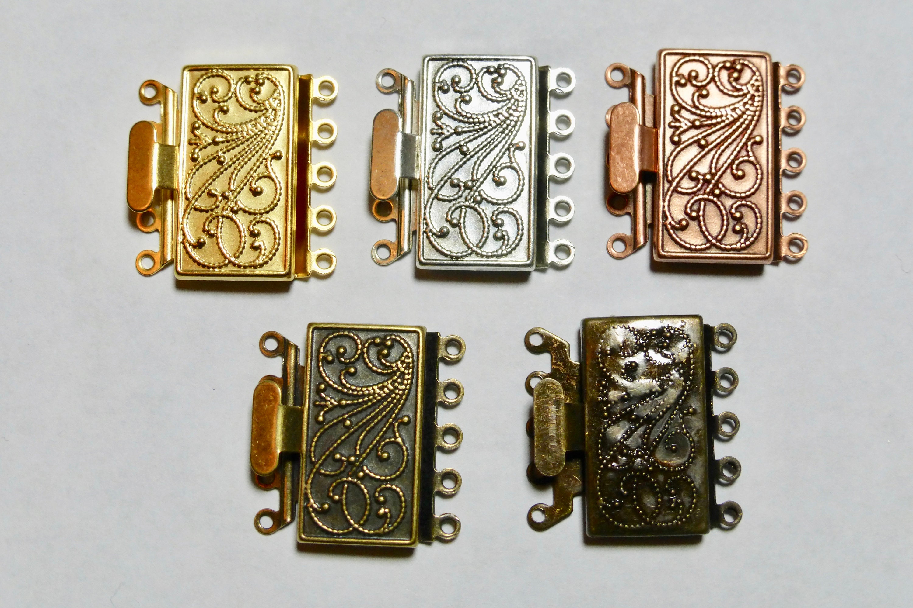 5 Strand Box Clasp in Matte Gold Antique Copper Antique - Etsy