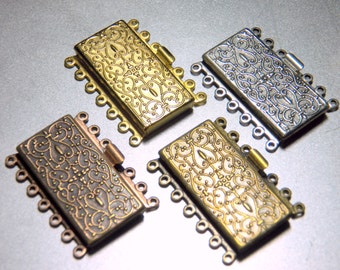 Antique Silver Box Clasp 5 Strand Vintage Style - Etsy