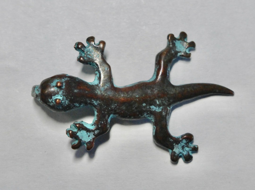 Blue Patina Copper Plated Salamander Pendant / Drop 35x19mm (1) - Etsy