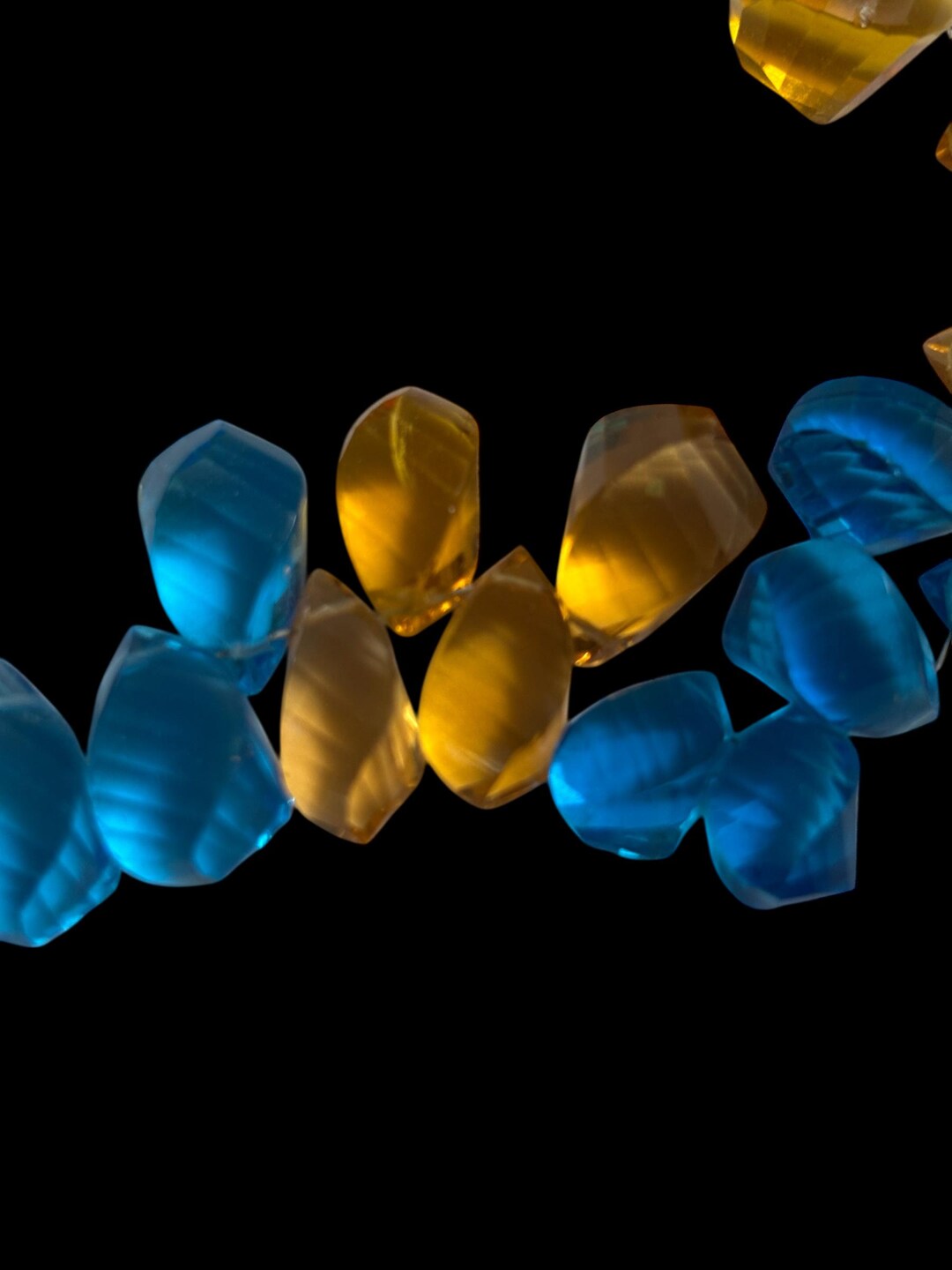 Hydro Quartz Blue Gold Twisted Drops Gemstone Beads (26) - Etsy