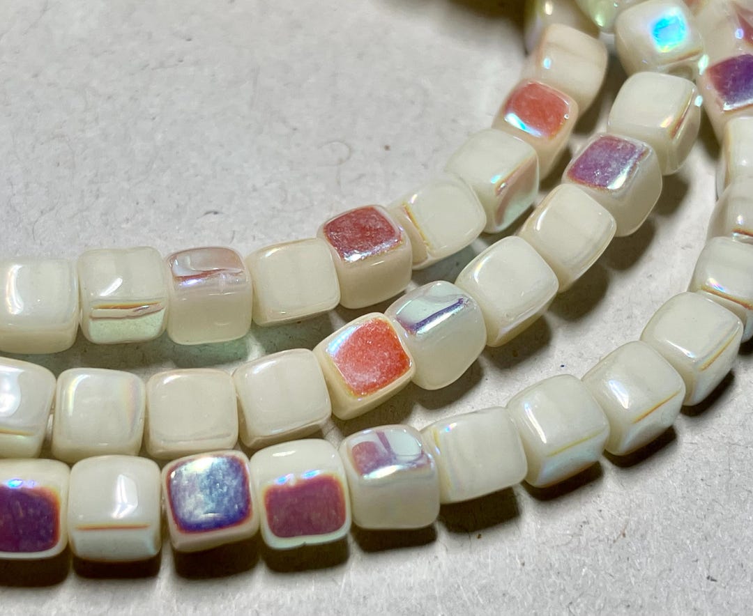 Ivory AB 4mm Czech Pressed Glass Cube Beads (40) - Etsy
