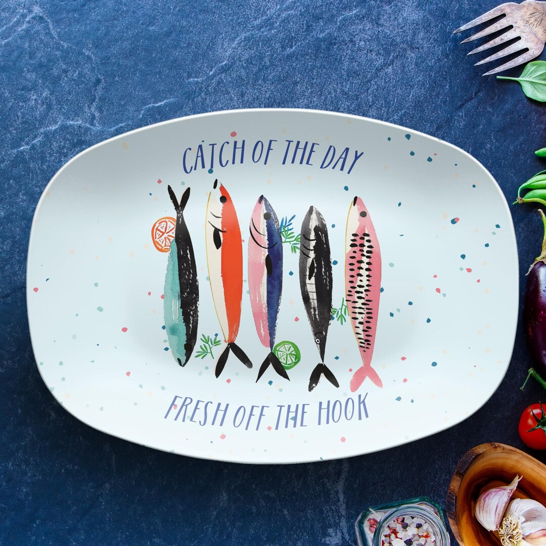 Sardine Serving Platter Coastal Dinnerware Retro Kitchen Decor Funny ...