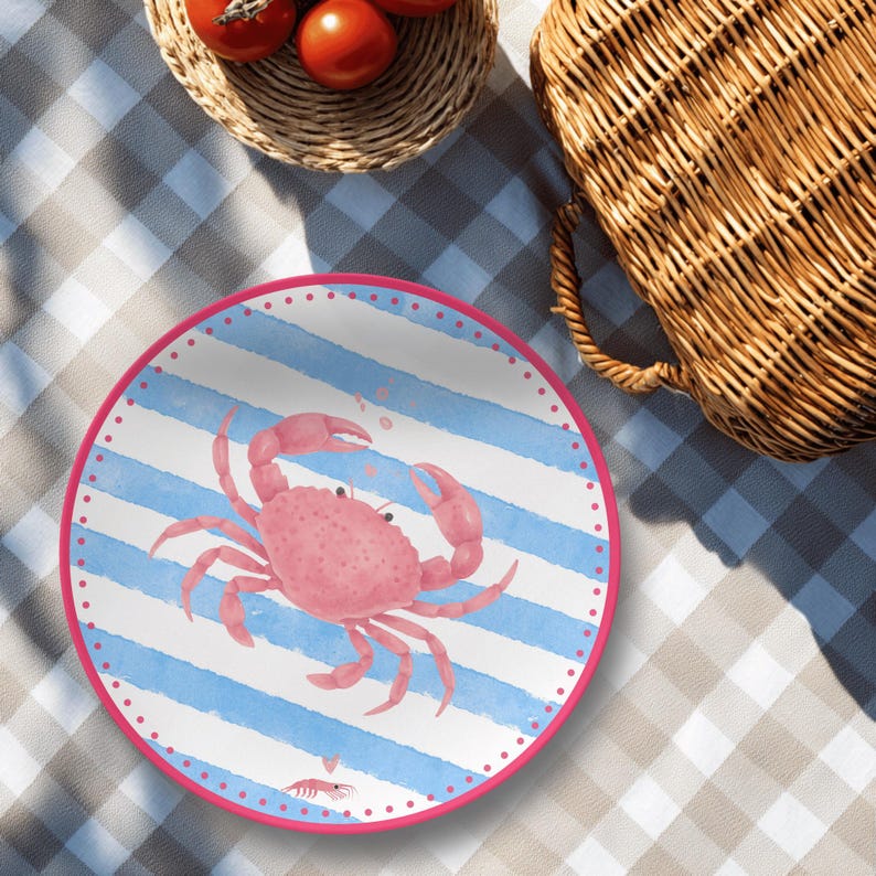 Plate Set Dinner Plate Kitchen Dish Coastal Summer Table Decor Lobster ...
