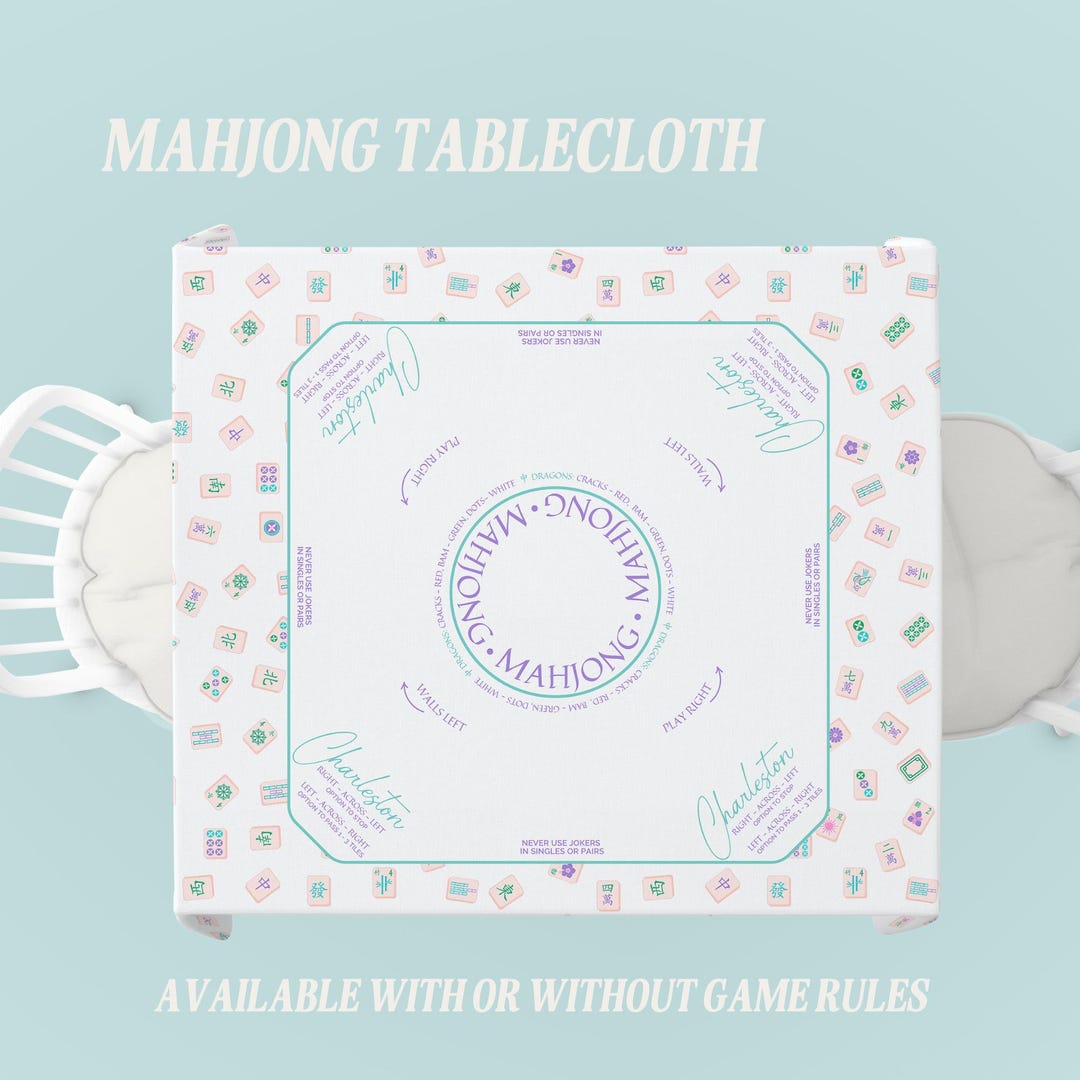 Mahjong Tablecloth Pastel Mahjong Play Instruction Mahjong Tile Pattern ...