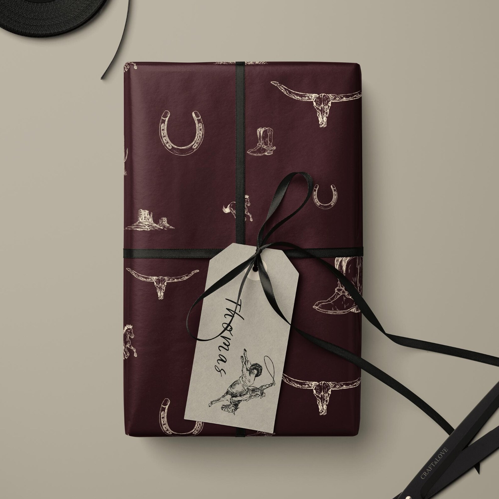 Wrapping Paper Western Lover Gift Wrap Country Lover Cowhide Print ...