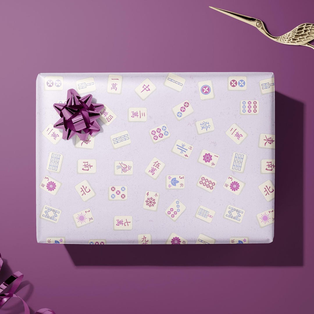 Mahjong Tile Wrapping Paper Game Night Party Gift Wrap Birthday Present ...