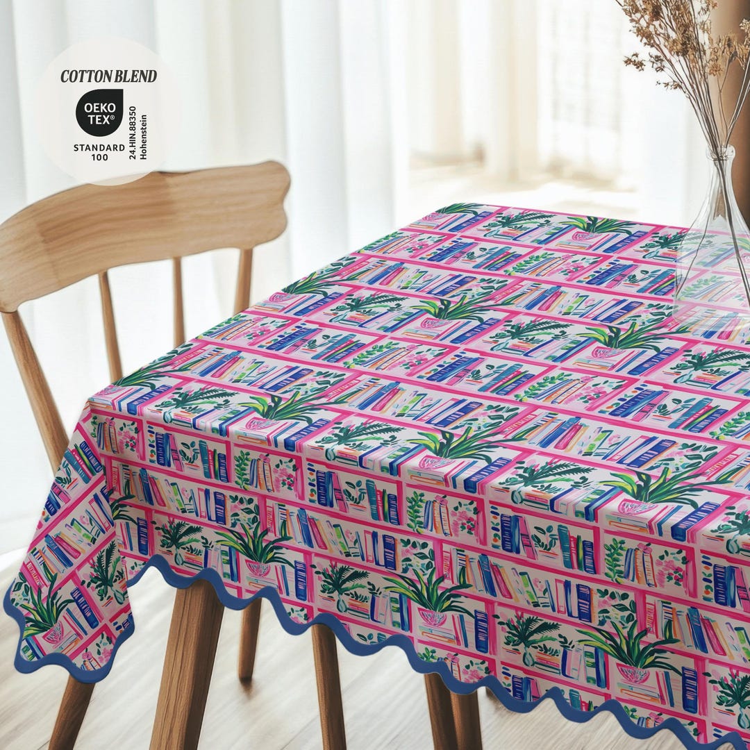 Bookshelf Table Cloth Boho Pink Bookish Home Decor Booktok Gift First ...