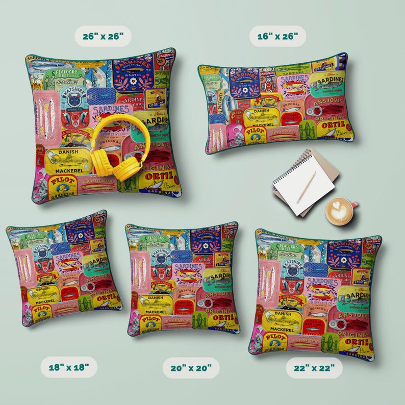 Sardine Pillow Outdoor Garden Lounge Tinned Fish Gift for Her Garden ...