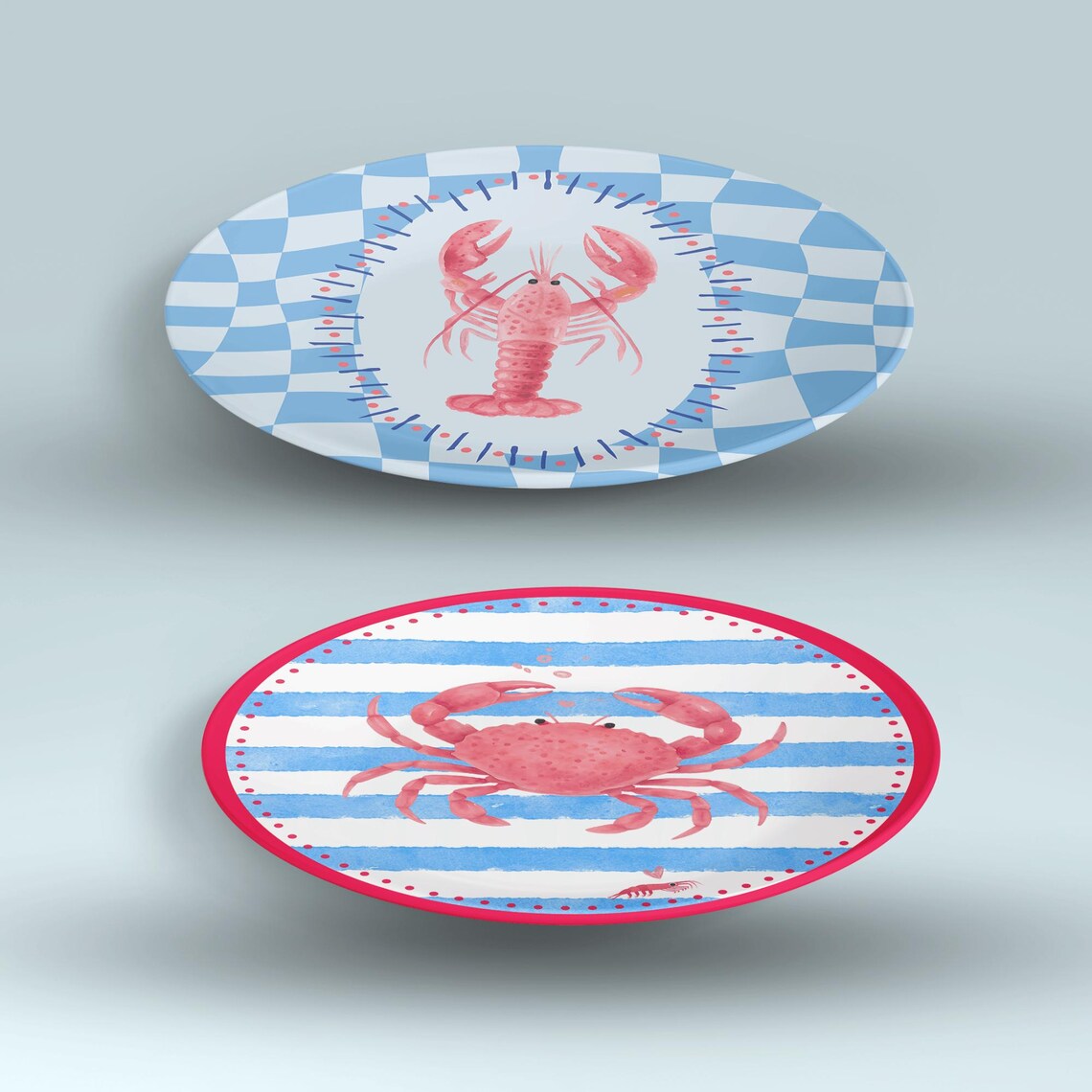 Plate Set Dinner Plate Kitchen Dish Coastal Summer Table Decor Lobster ...