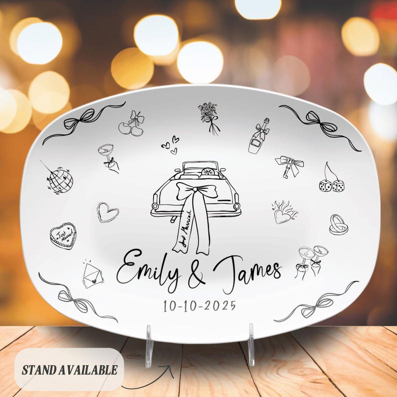 Personalized Serving Platter Whimsical Wedding Gift Newlywed Tableware ...