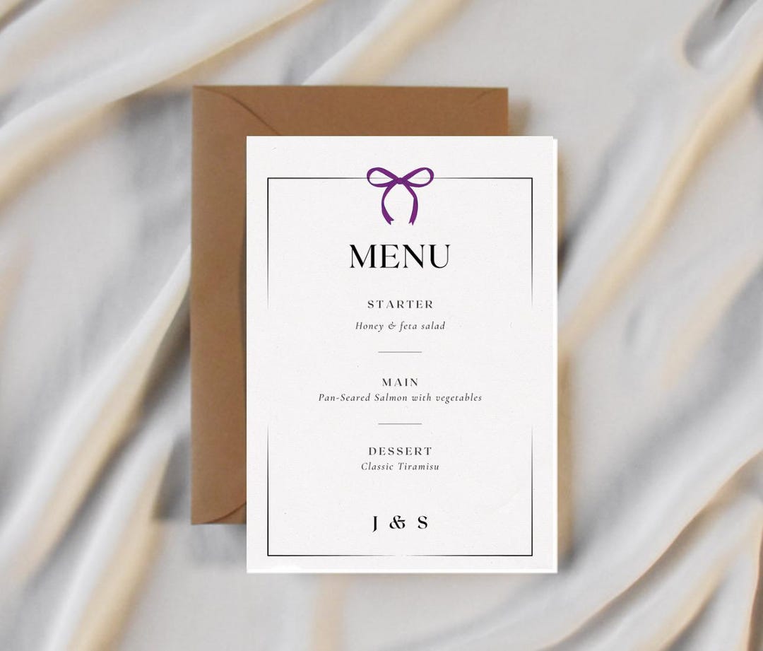 Wedding Menu - Digital Template - Etsy