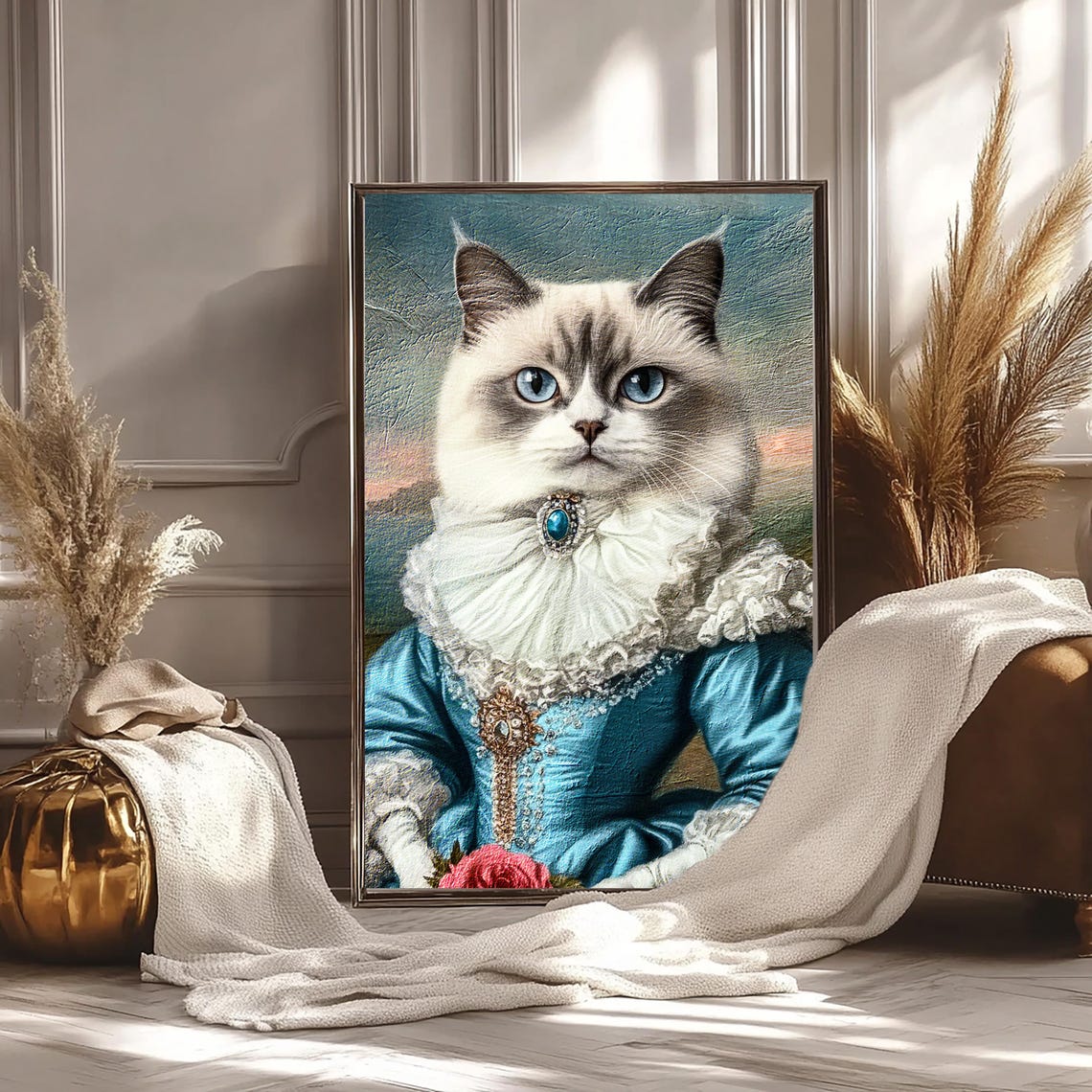 Custom Royal Cat Princess Portrait From Photo, Royal Pet Portrait ...