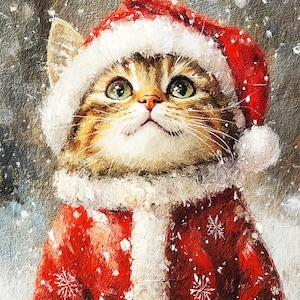 Custom Christmas Cat Portrait, Royal Pet Portrait, Christmas Gift, Wall ...