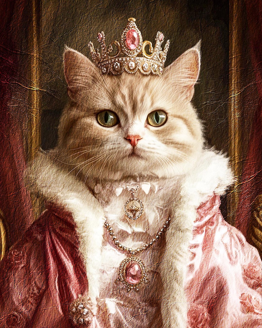 Custom Princess Royal Pet Portrait, Royal Cat Painting, Royal Cat, Dog ...