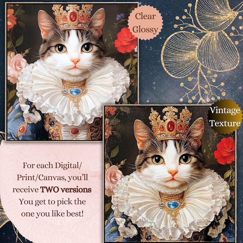 Custom Royal Pet Portrait Renaissance Cat Painting Regal Dog Portraits ...