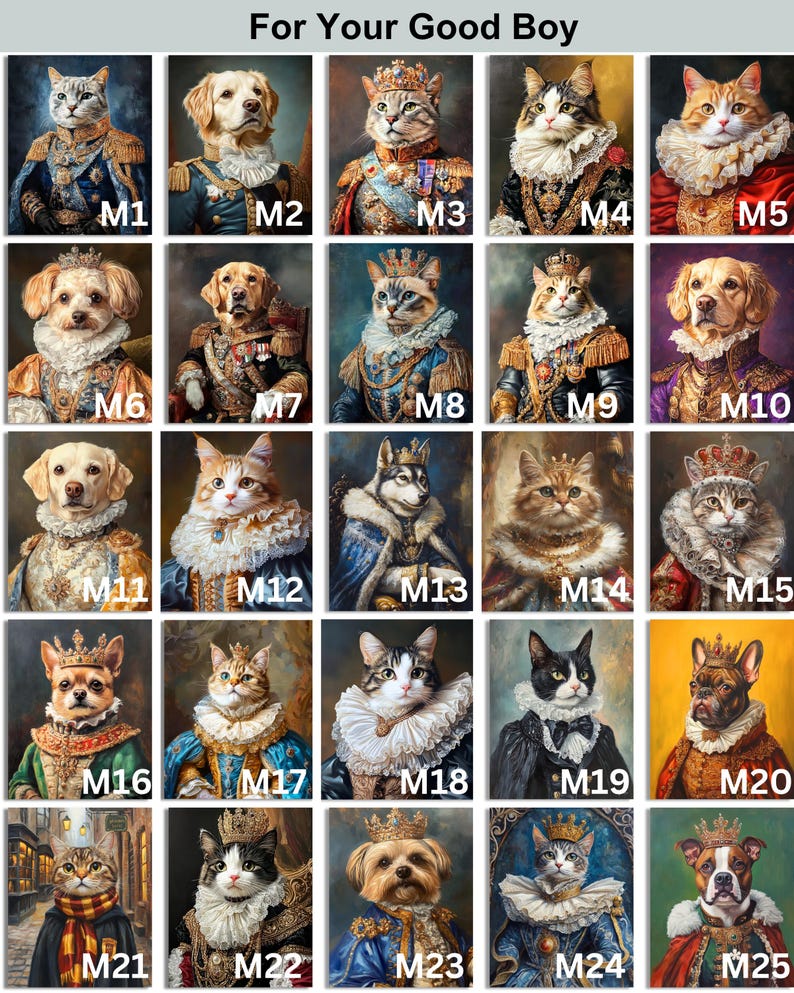 Custom Royal Pet Portrait Renaissance Cat Painting Regal Dog Portraits ...