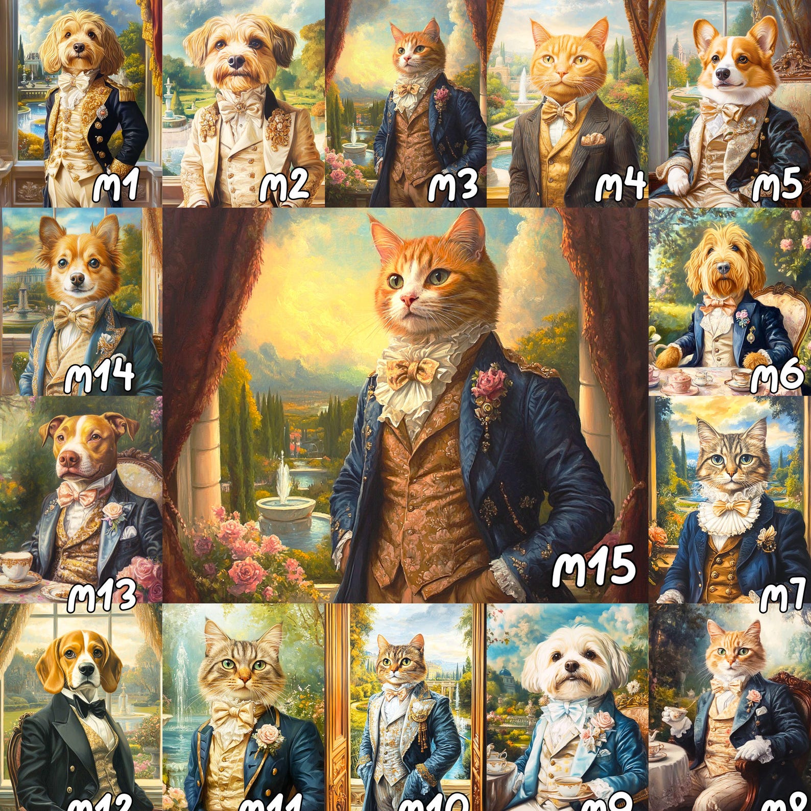 Custom Pet Portrait Royal Drawing, Renaissance Cat Painting, Pet Lover ...
