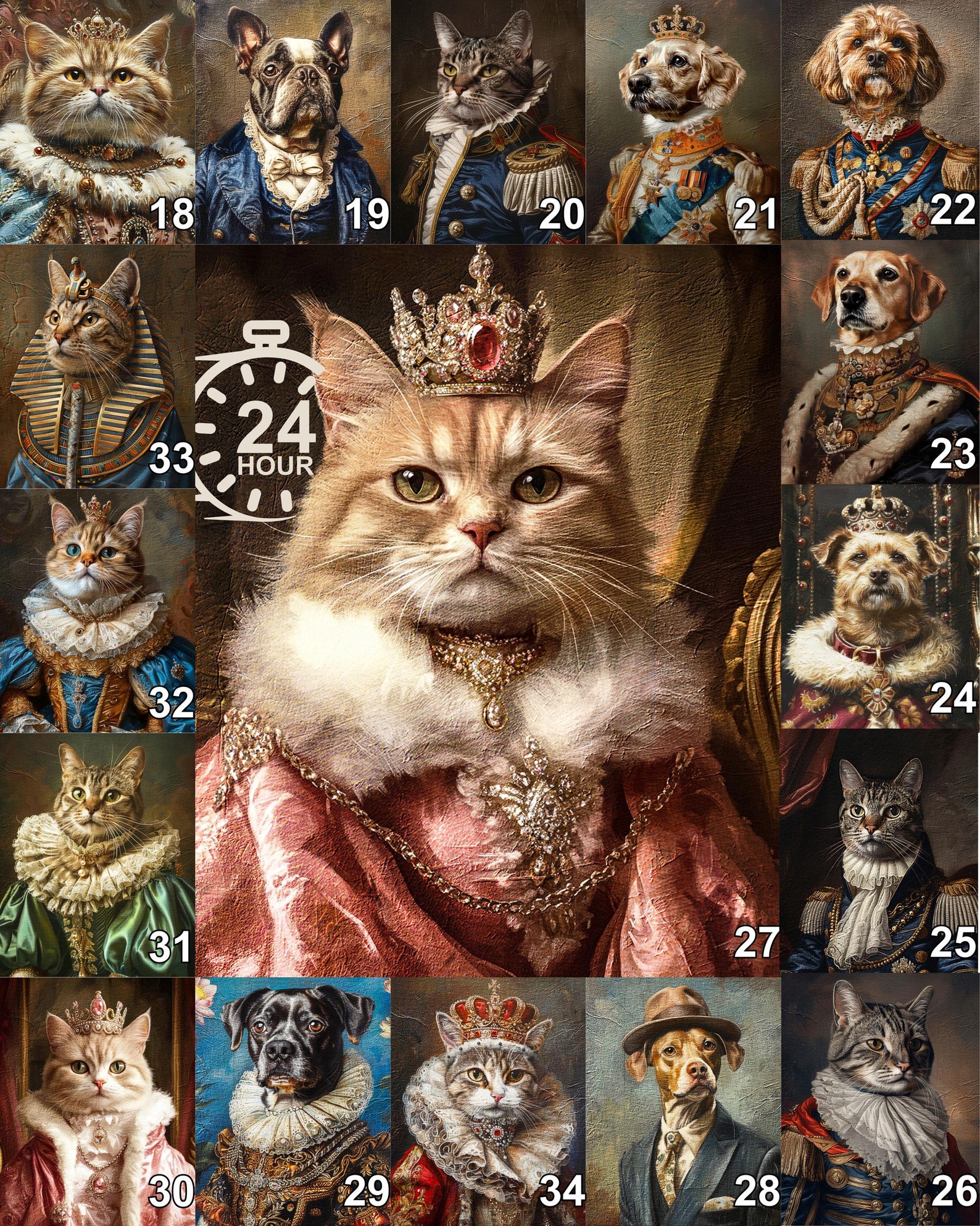 Custom Royal Cat Princess Portrait From Photo, Royal Pet Portrait ...
