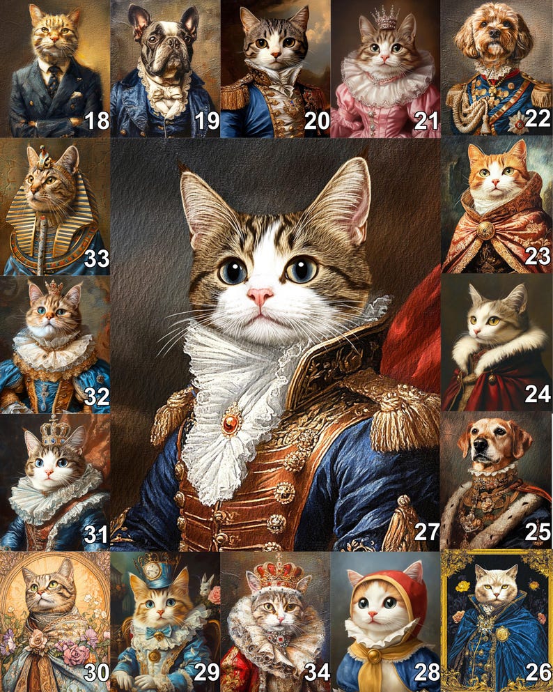 Custom Princess Royal Pet Portrait, Royal Cat Painting, Royal Cat, Dog ...