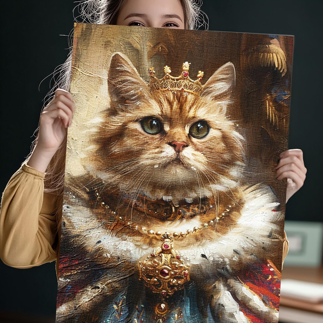 Prince Cat Royal Portrait From Photo, Royal Pet Portrait, Dog Lover ...
