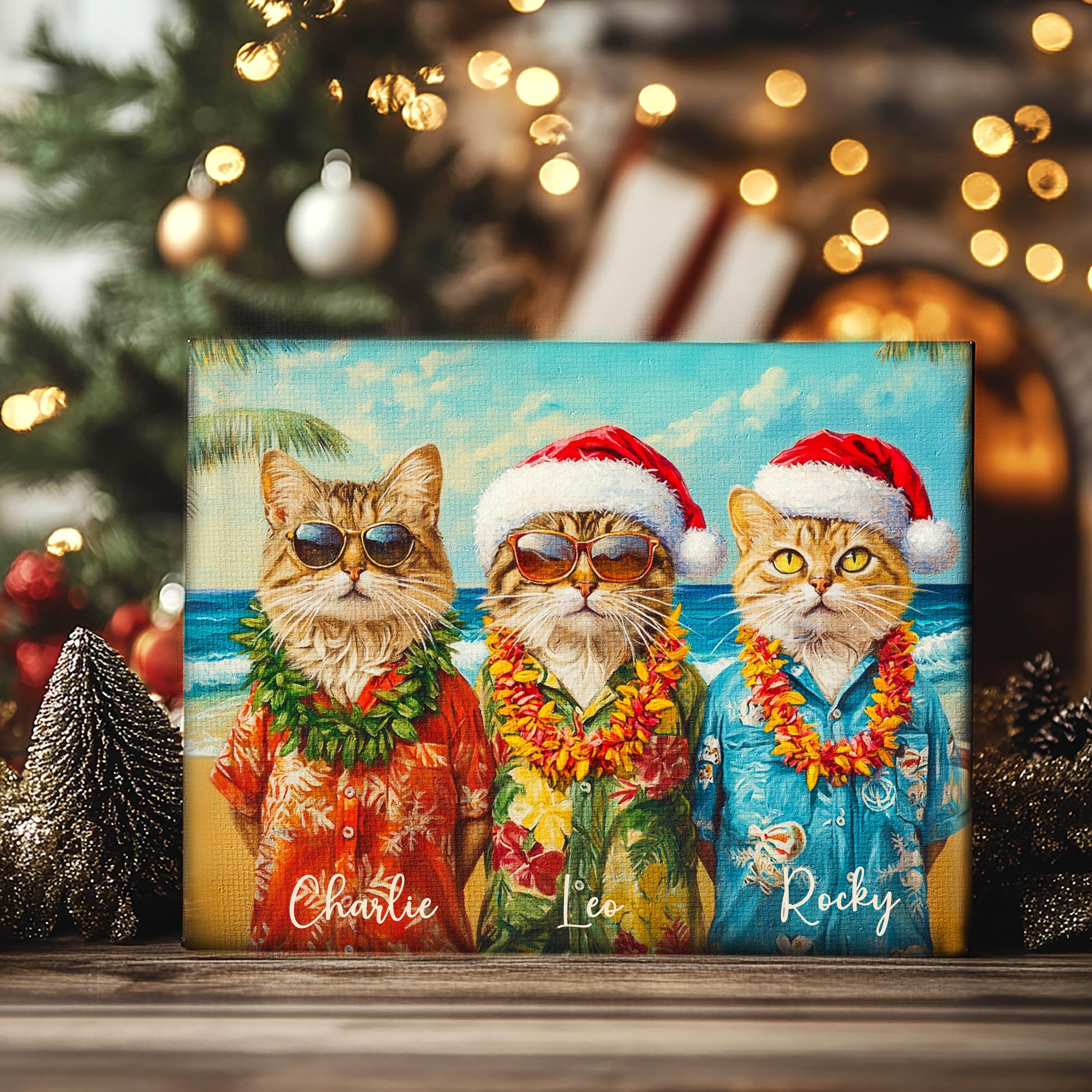 Custom Christmas Cat Portrait, Royal Pet Portrait, Christmas Gift, Wall ...