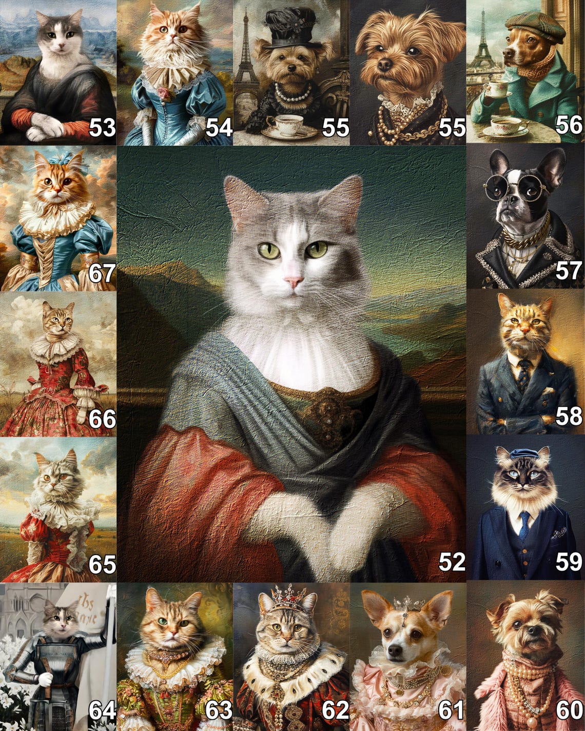 Custom Royal Pet Portrait, Royal Cat Portrait, Medieval Cat Princess ...
