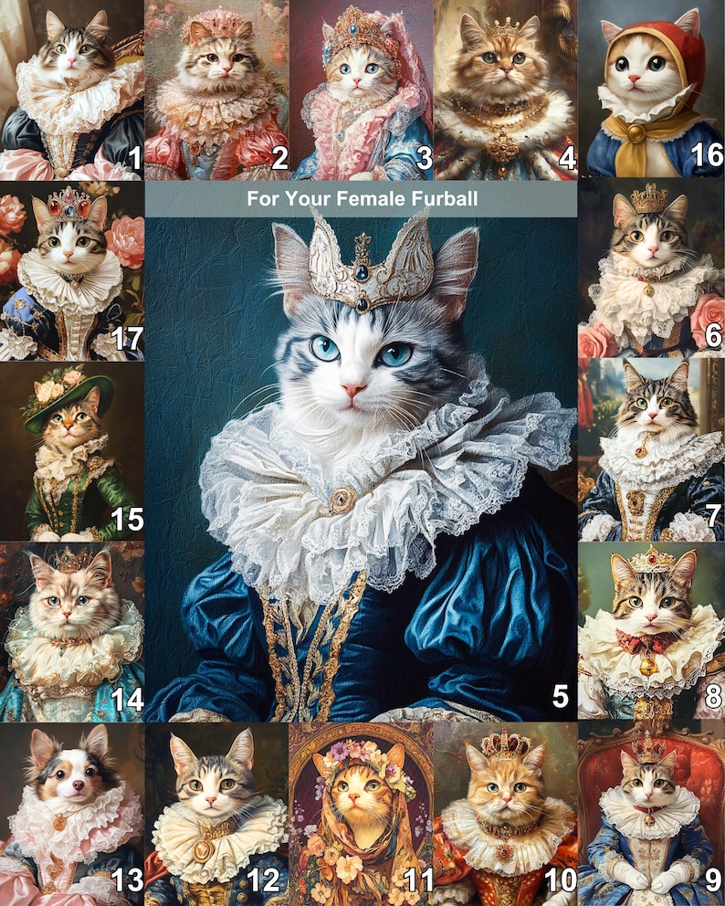 Royal Cat Portrait From Photo, Royal Cat Portrait, Royal Pet Portrait ...