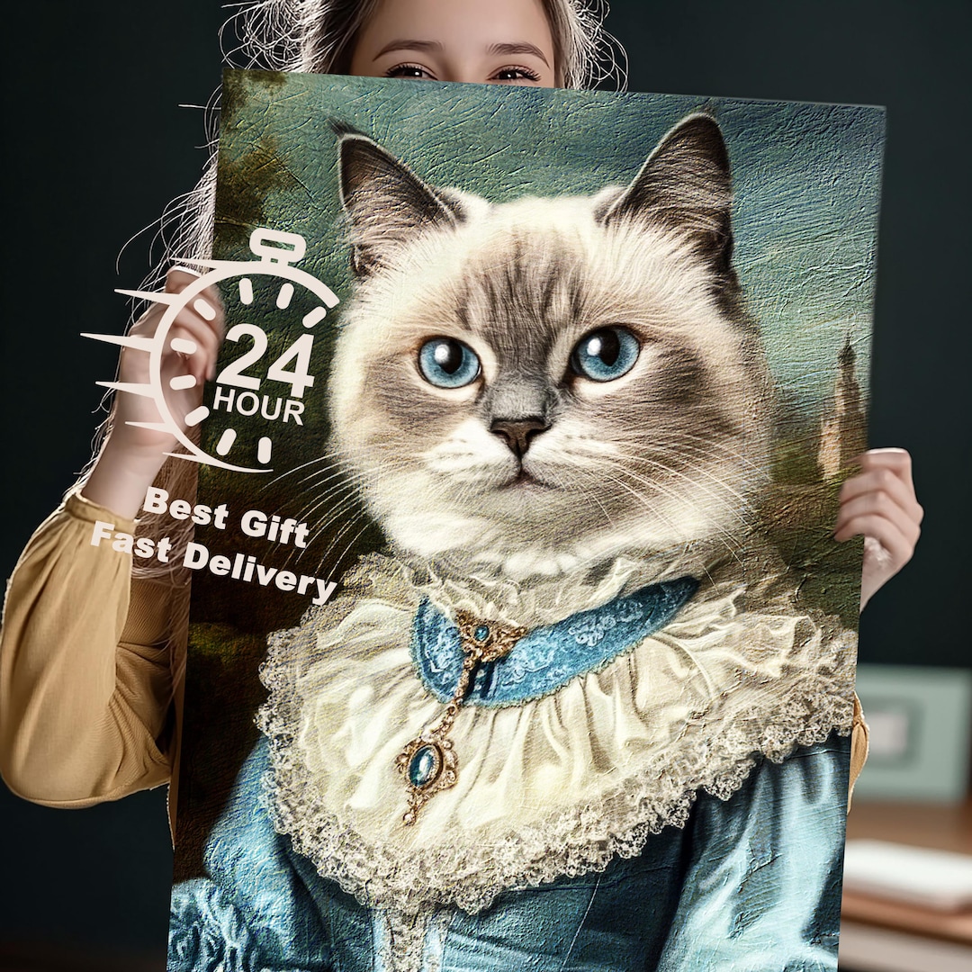 Custom Royal Cat Princess Portrait, Royal Pet Portrait, Royal Cat ...