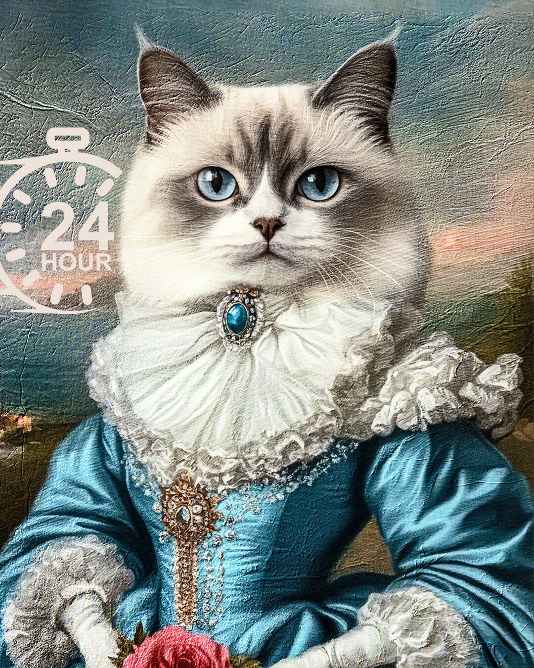 Custom Royal Cat Princess Portrait From Photo, Royal Pet Portrait ...
