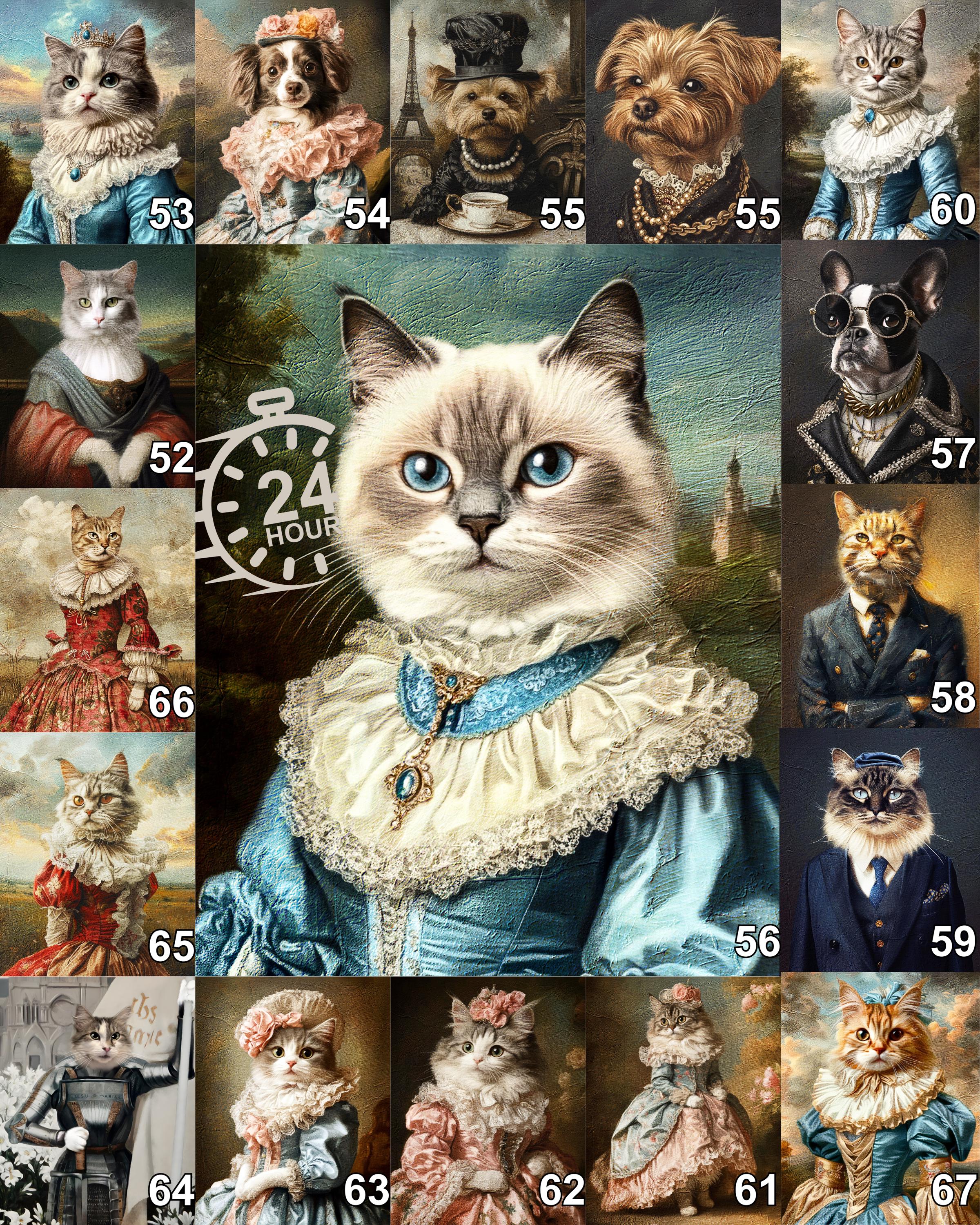 Prince Cat Royal Portrait From Photo, Royal Pet Portrait, Dog Lover ...