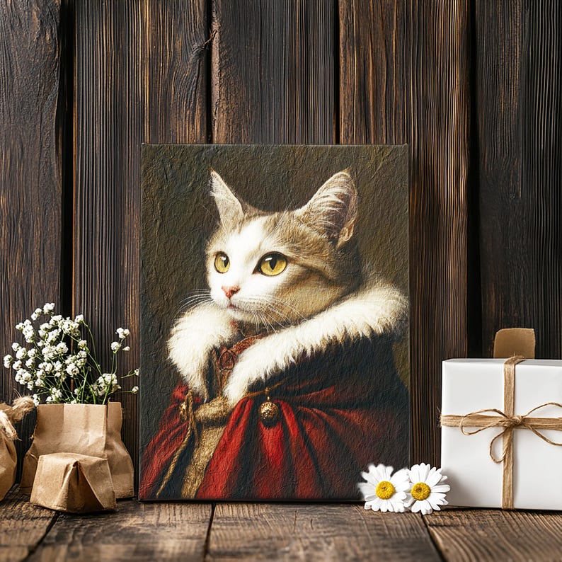 Custom Princess Royal Pet Portrait, Royal Cat Painting, Royal Cat, Dog ...