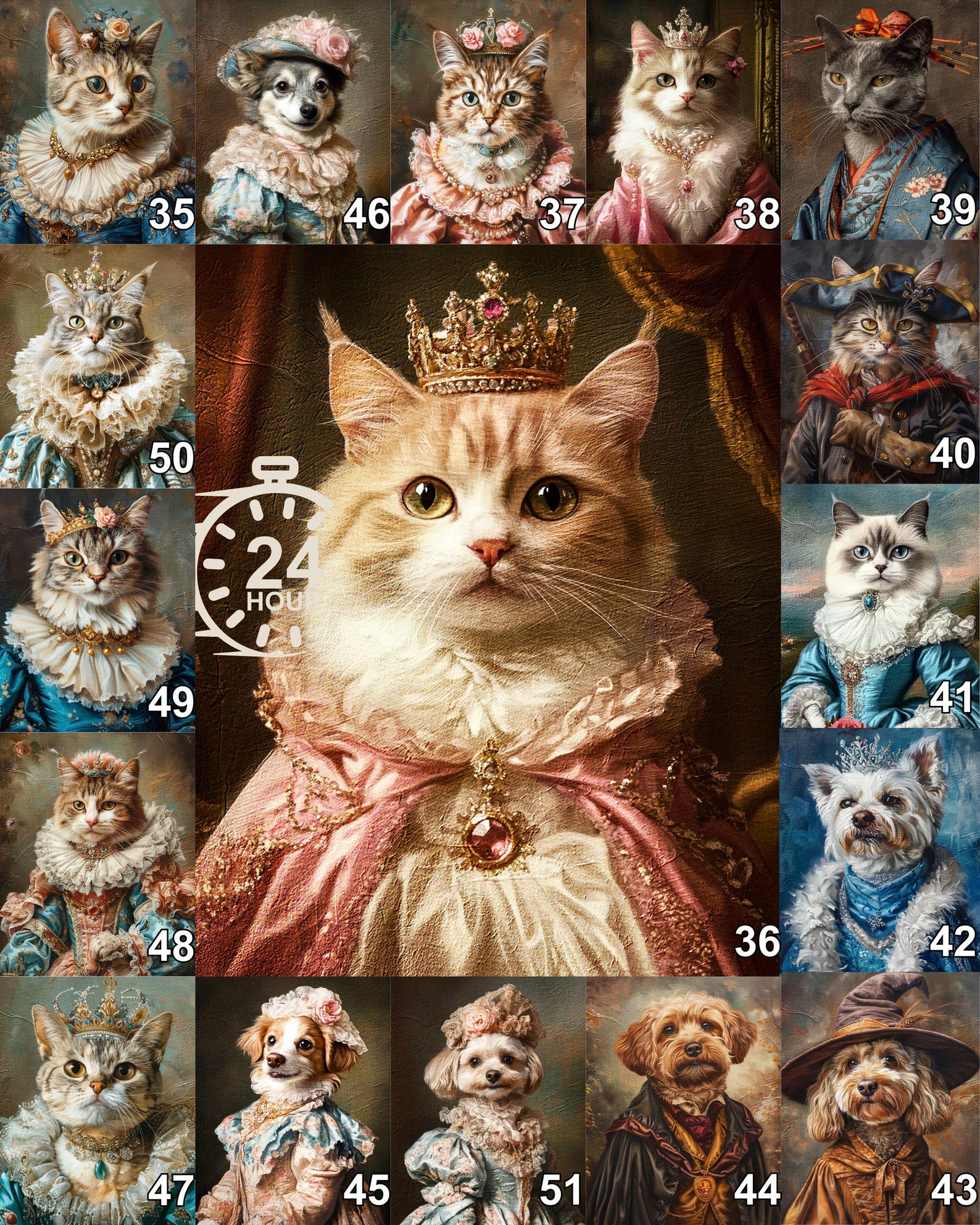 Custom Royal Cat Princess Portrait From Photo, Royal Pet Portrait ...