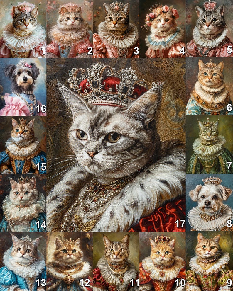 Custom Royal Cat Princess Portrait From Photo, Royal Pet Portrait ...