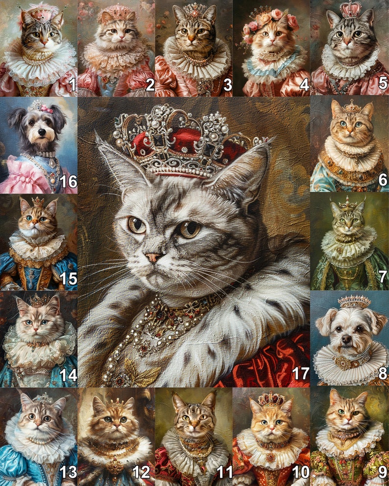 Custom Cat Royal Portrait From Photo, Royal Dog Portrait, Regal Cat ...