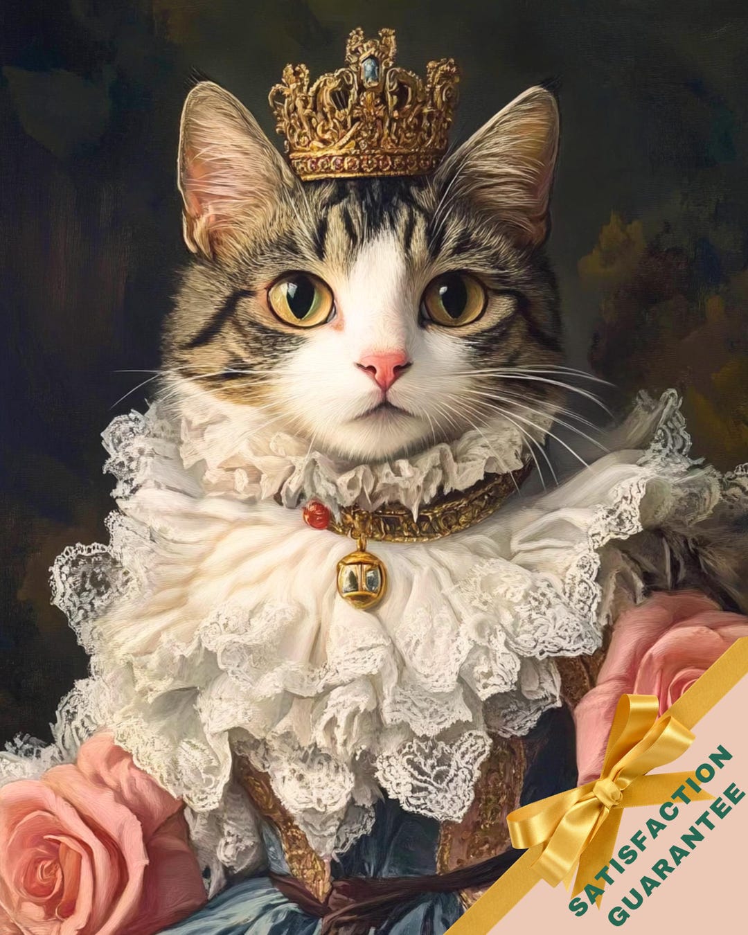 Custom Royal Pet Portrait Renaissance Cat Painting Regal Dog Portraits Pet Wall Art Pet Memorial ...