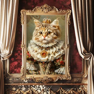 Custom Royal Pet Portrait, Royal Cat Portrait, Medieval Cat Princess ...